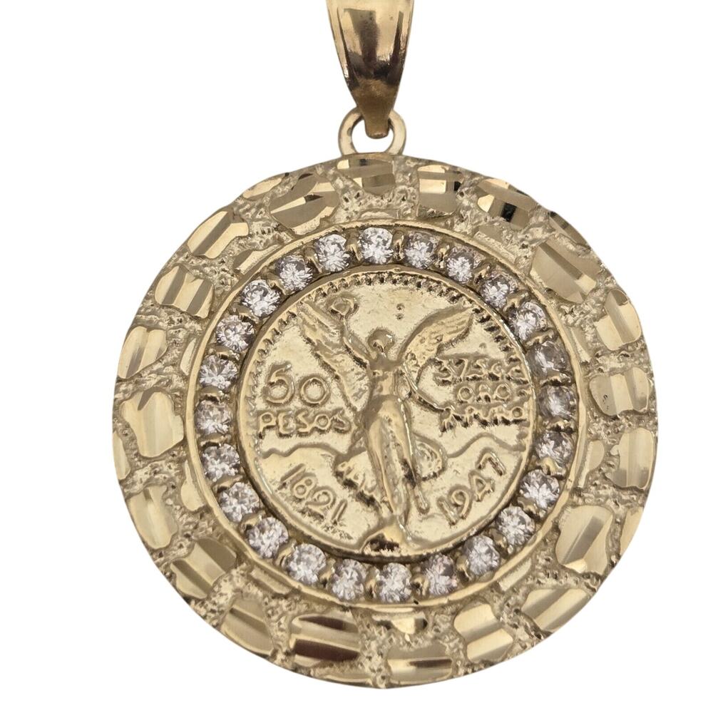 14k Gold 50 Pesos Centenario Coin Pendant Nugget - Gem
